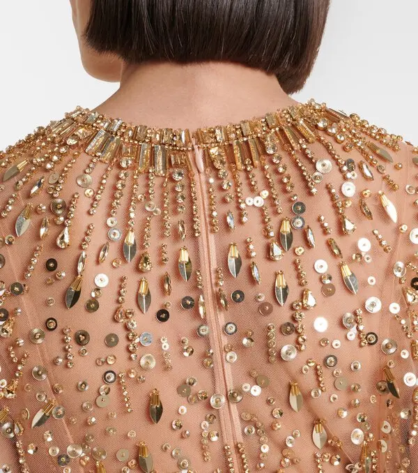 Jenny Packham Embellished Caped Gown - Pink
