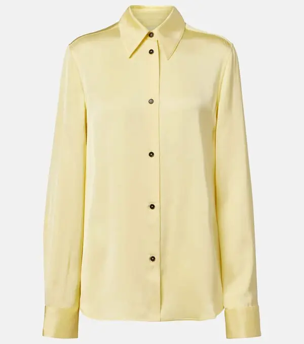 JIL SANDER Satin Button Down Shirt - Yellow