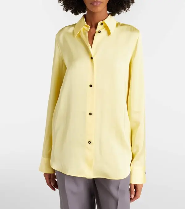 JIL SANDER Satin Button Down Shirt - Yellow
