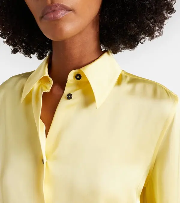 JIL SANDER Satin Button Down Shirt - Yellow