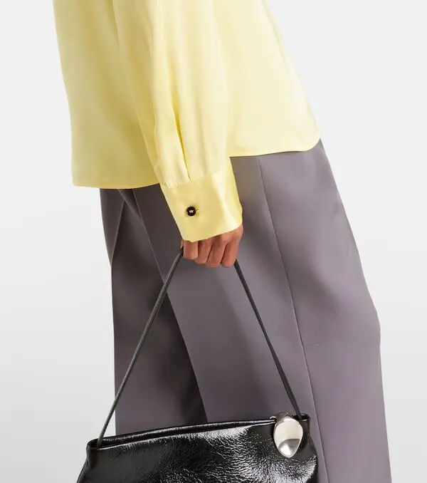 JIL SANDER Satin Button Down Shirt - Yellow