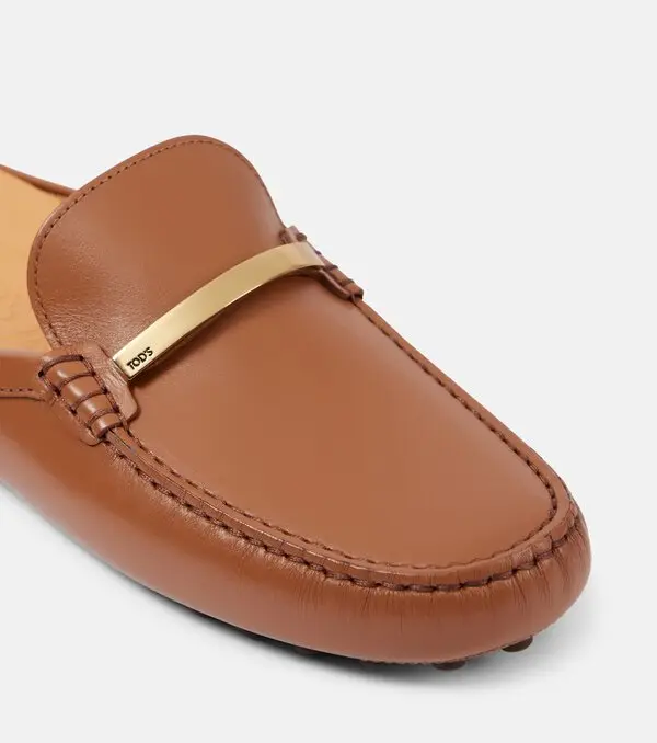 TOD'S Gommino Leather Mules With Buckle Detail - Brown