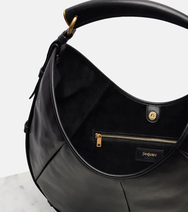 Saint Laurent Mombasa Medium Leather Shoulder Bag - Black