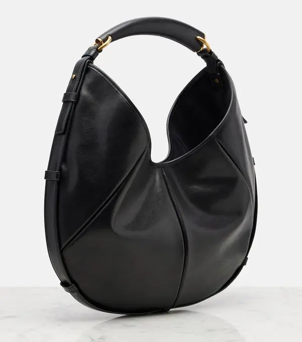 Saint Laurent Mombasa Medium Leather Shoulder Bag - Black