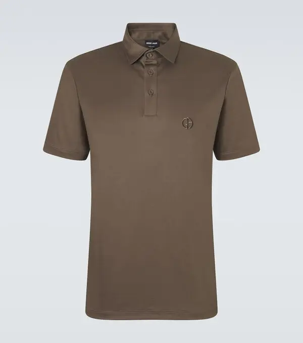 Giorgio Armani Logo Cotton Polo Shirt - Brown