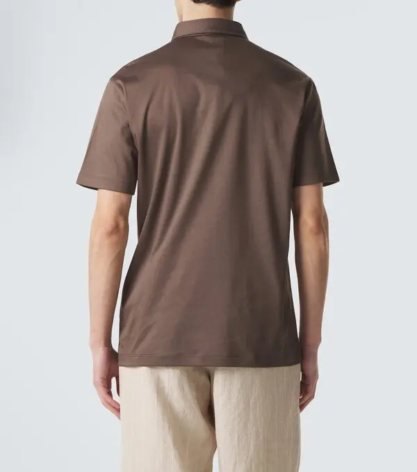Giorgio Armani Logo Cotton Polo Shirt - Brown