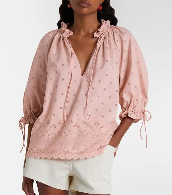 Valentino Garavani Broderie Anglaise Cotton Blouse