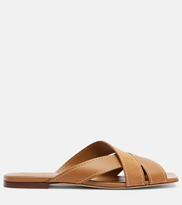 TOD'S Leather Slides - Brown