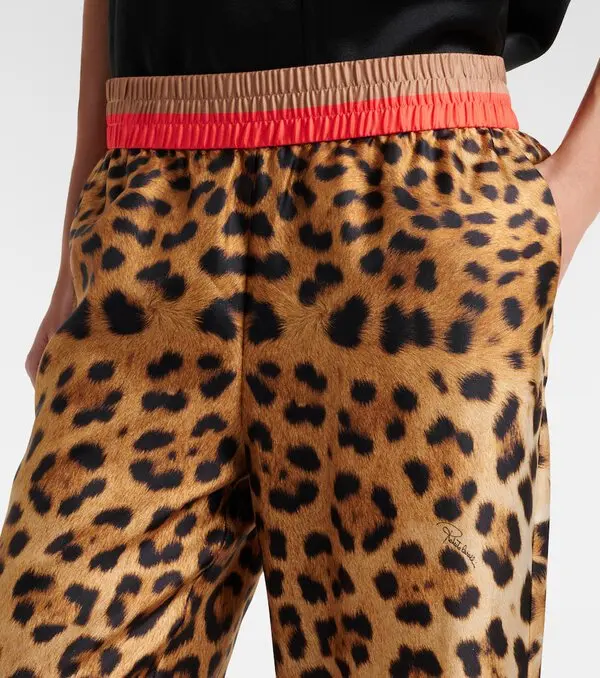 Roberto Cavalli Leopard-print Silk Straight Pants