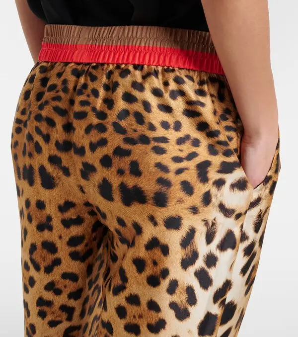 Roberto Cavalli Leopard-print Silk Straight Pants