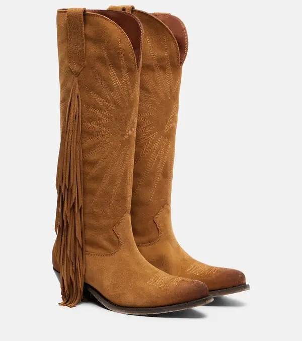 GOLDEN GOOSE Wish Star Fringed Cowboy Boots - Brown