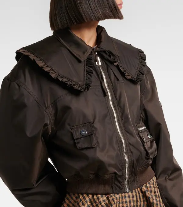 GANNI Duchess Bomber Jacket - Brown