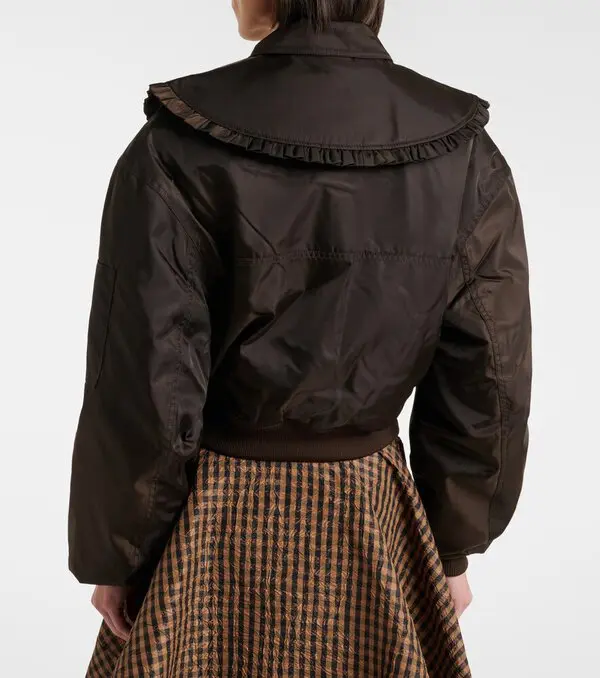 GANNI Duchess Bomber Jacket - Brown