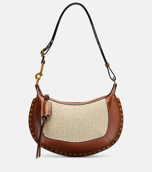Isabel Marant Étoile Oskan Leather And Raffia Shoulder Bag - Brown