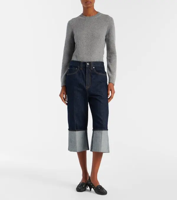 Khaite Boyle Cropped Wide-leg Jeans - Blue