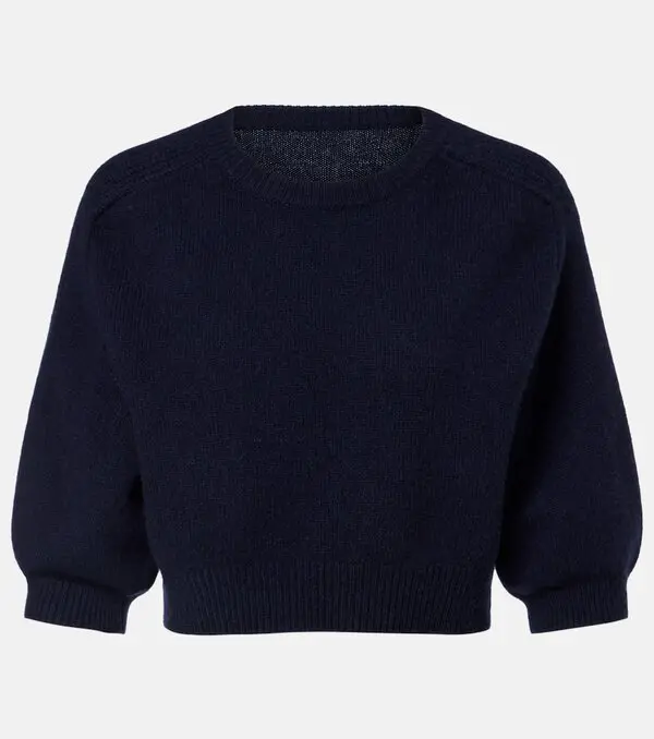 Khaite Lorelai Cropped Wool And Cashmere Sweater - Blue