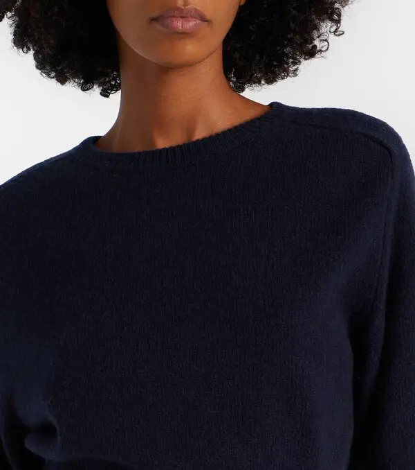 Khaite Lorelai Cropped Wool And Cashmere Sweater - Blue