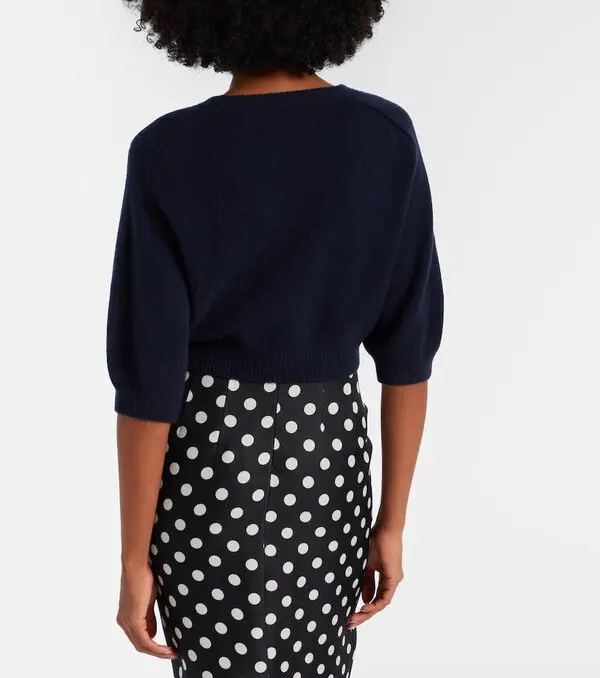 Khaite Lorelai Cropped Wool And Cashmere Sweater - Blue
