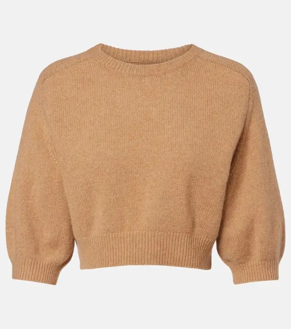 Khaite Lorelai Cropped Wool And Cashmere Sweater - Brown