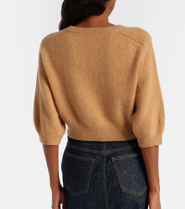 Khaite Lorelai Cropped Wool And Cashmere Sweater - Brown