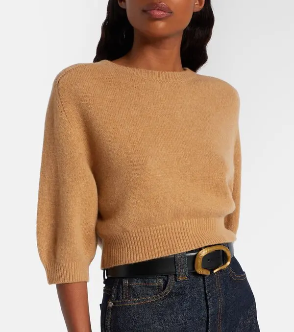 Khaite Lorelai Cropped Wool And Cashmere Sweater - Brown