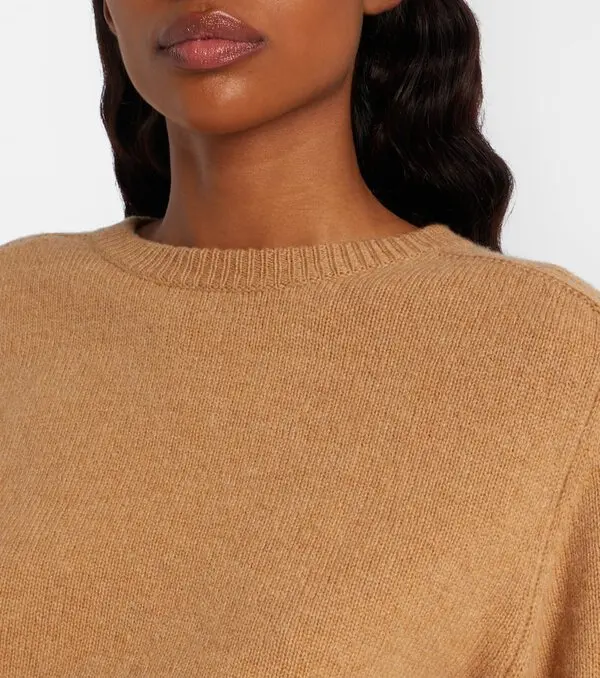 Khaite Lorelai Cropped Wool And Cashmere Sweater - Brown