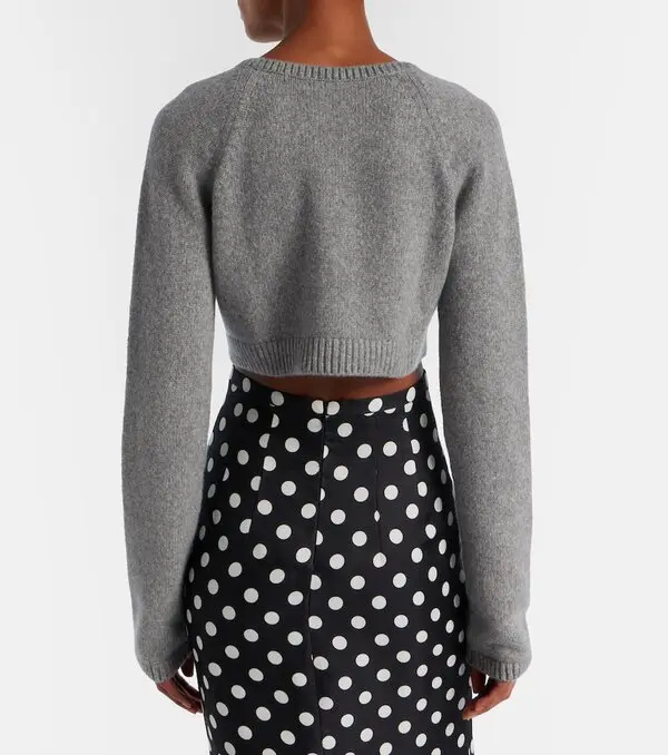 Khaite Steph Cropped Cashmere Cardigan - Grey