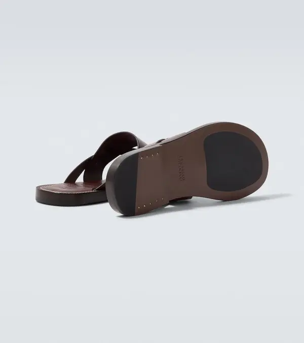Brunello Cucinelli Calf Leather Open Toe Sandals - Brown