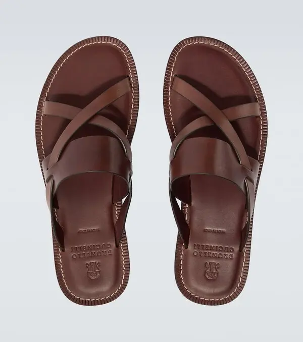 Brunello Cucinelli Leather Open Toe Sandals
