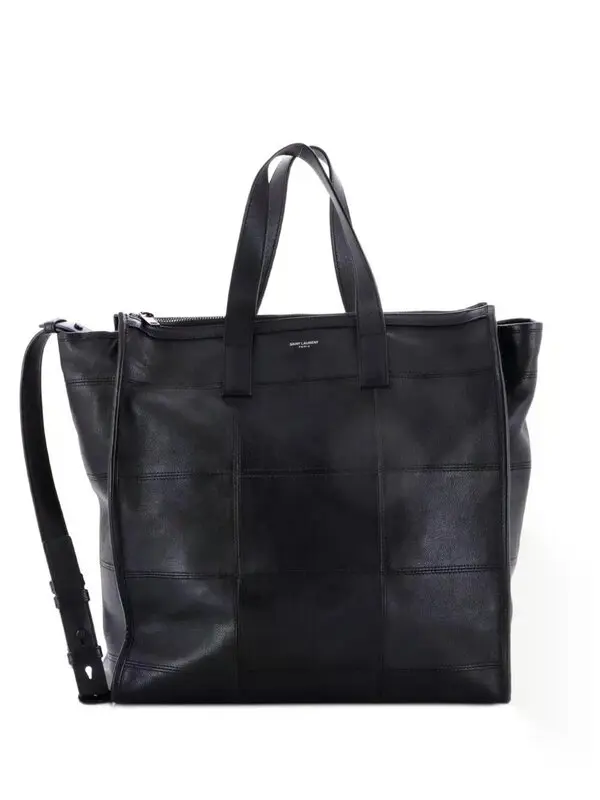 Saint Laurent Convertible Zip Shopper Patchwork Leather Large Tote Bag