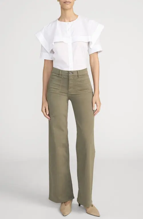 FRAME Le Slim Modernist Pocket Palazzo Jeans - Grasshopper