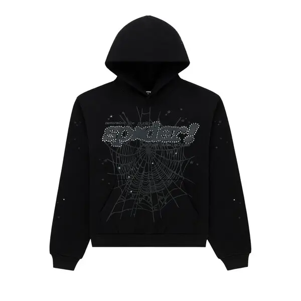 SP5DER Rhinestone Punk V2 Hoodie - Black
