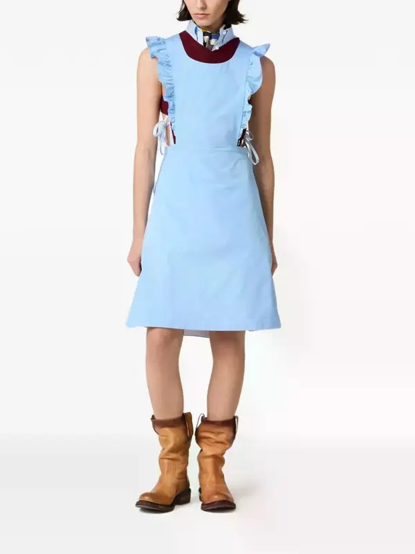 Miu Miu Ruffled Poplin Midi Dress