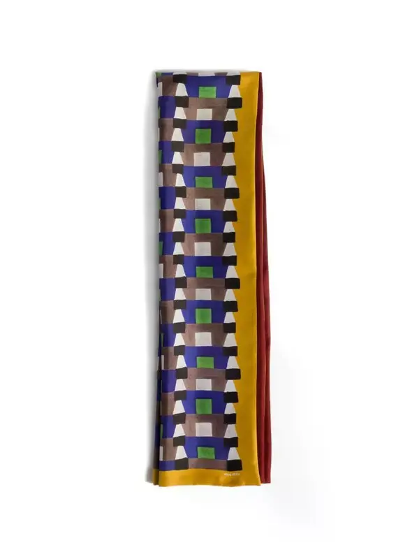 Miu Miu Printed Silk Scarf - Blue