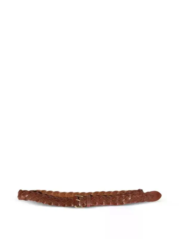 Miu Miu Woven Leather Belt With Iconic Buckle - Brown