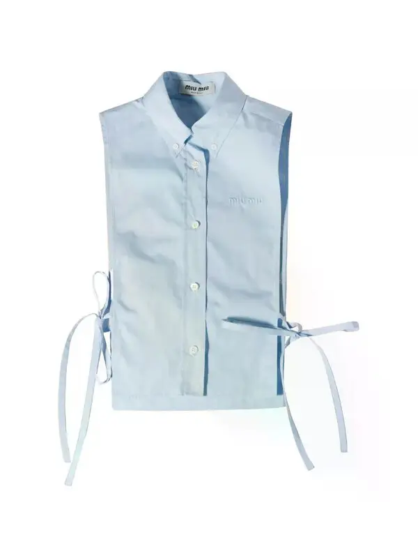 Miu Miu Embroidered Sleeveless Poplin Shirt