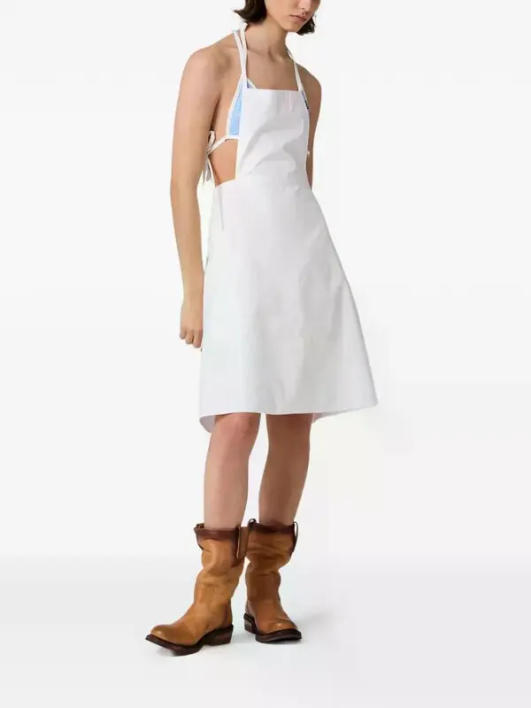 Miu Miu Poplin Apron Mini Dress - White