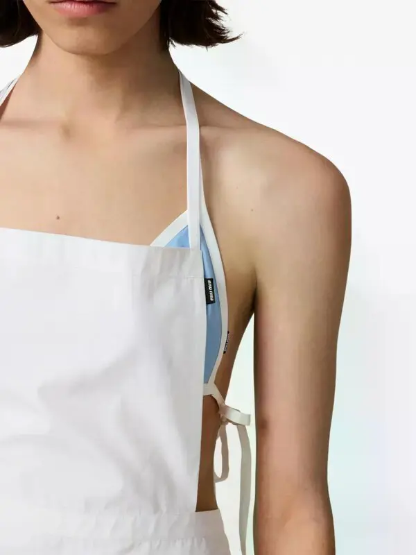 Miu Miu Poplin Apron Mini Dress - White