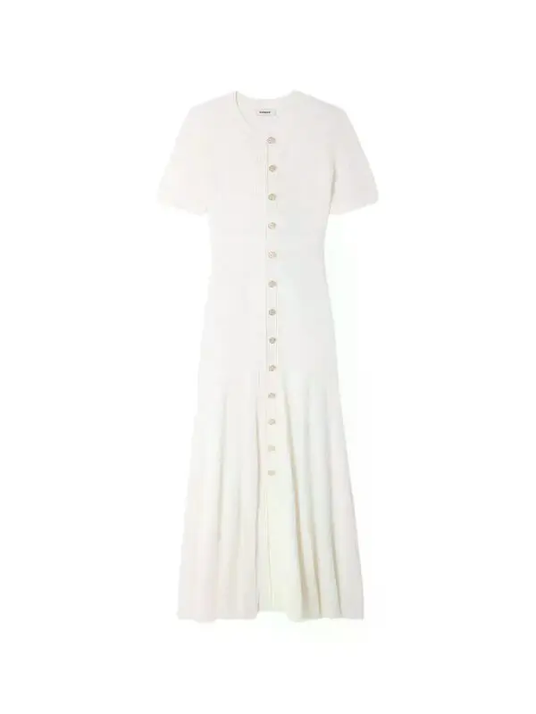 Sandro Midi Button Knit Dress - Neutrals