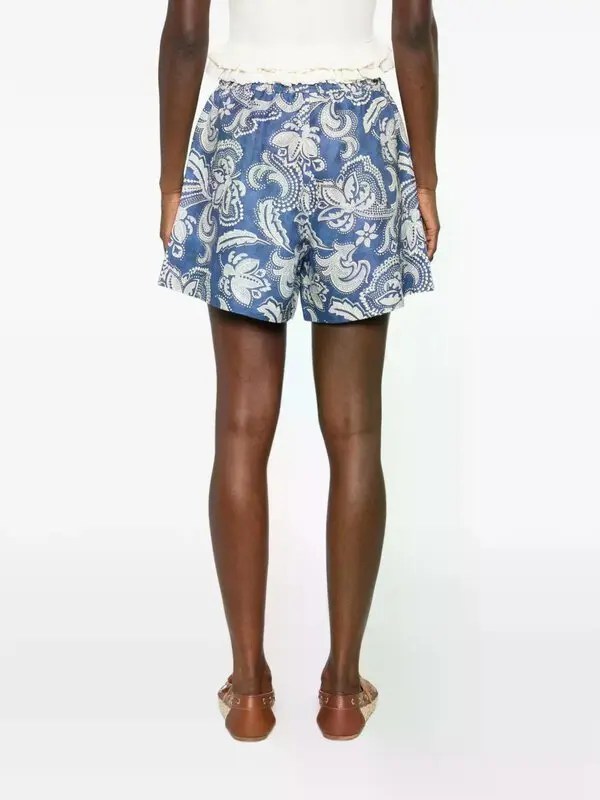 Sandro Floral Print Wide-leg Shorts