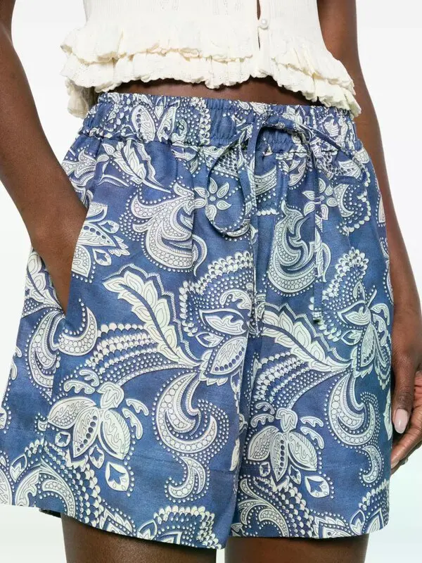 Sandro Floral Print Wide-leg Shorts