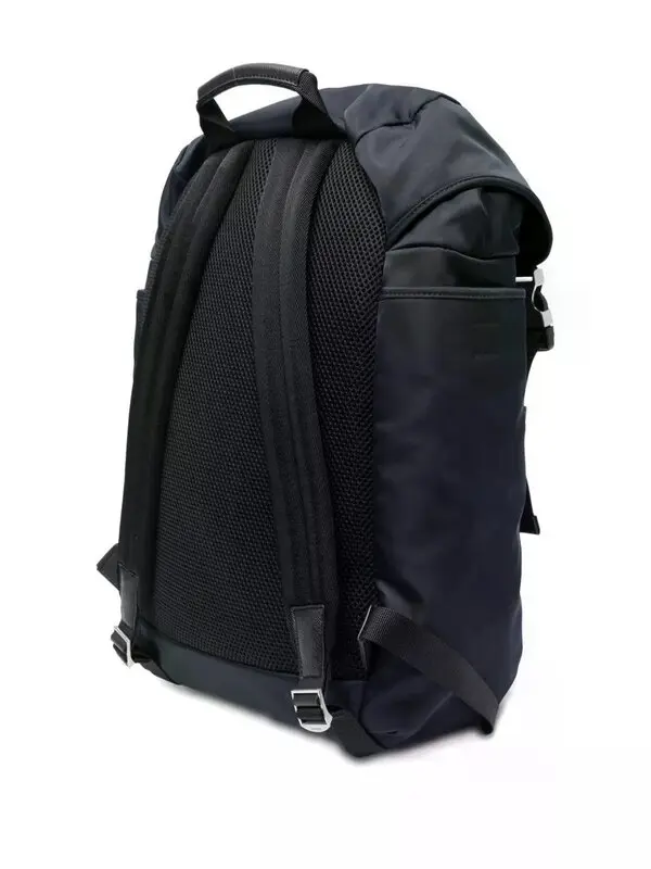 Sandro Nylon Backpack With Buckle Flap And Recycled Leather Accents - Blue