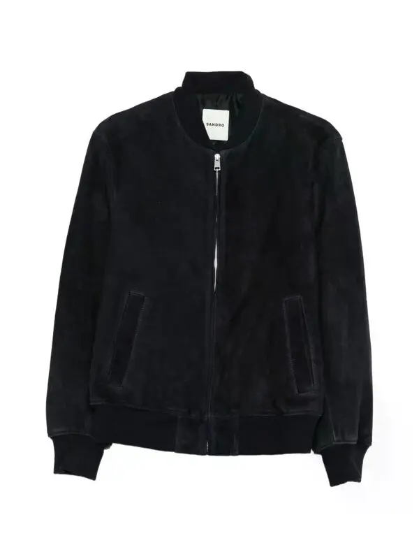 Sandro Zip-up Suede Jacket - Blue