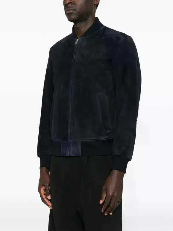 Sandro Zip-up Suede Jacket - Blue