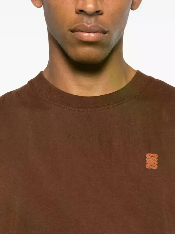 Sandro Leather Logo T-shirt - Brown