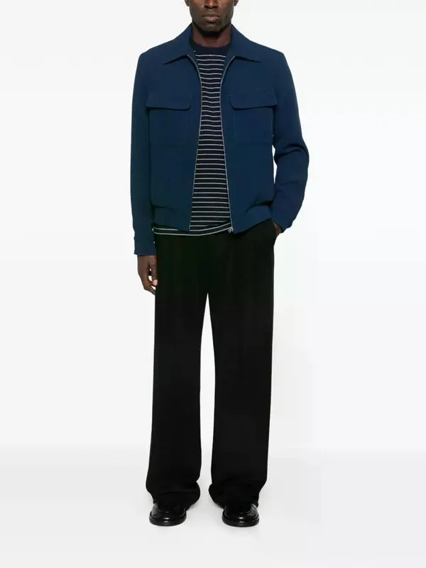 Sandro Textured Zip-up Jacket With Classic Collar
