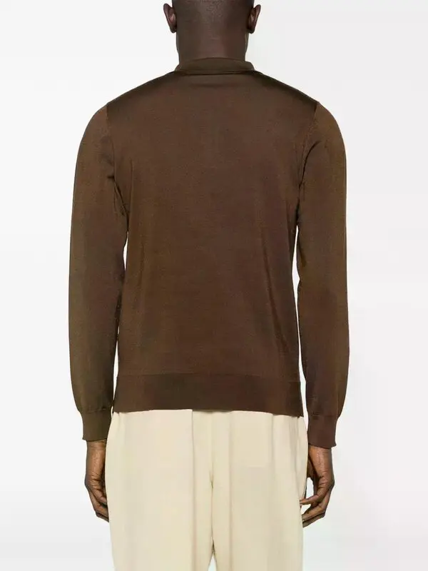 Sandro Button Long-sleeve Polo Shirt - Brown