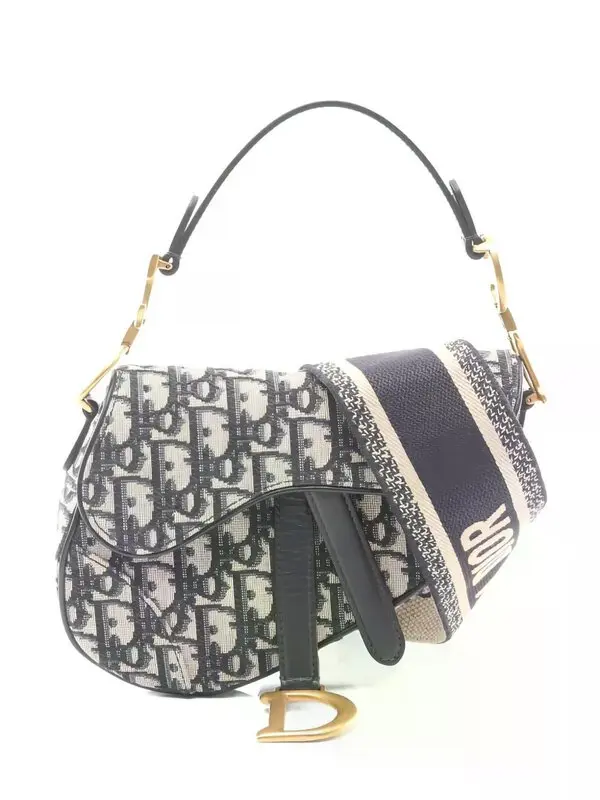 Dior 2010s Mini Saddle Jacquard Shoulder Bag - Blue