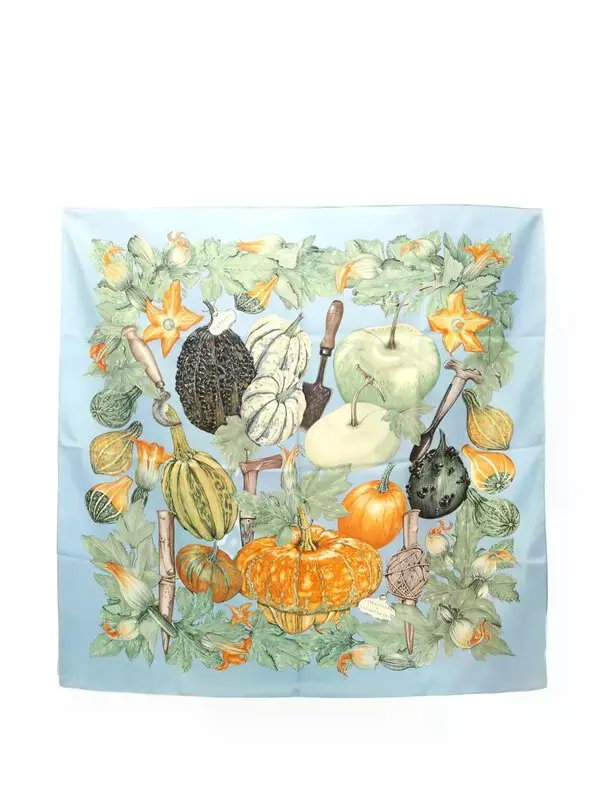 Hermès 2010s Printed Silk Scarf - Blue