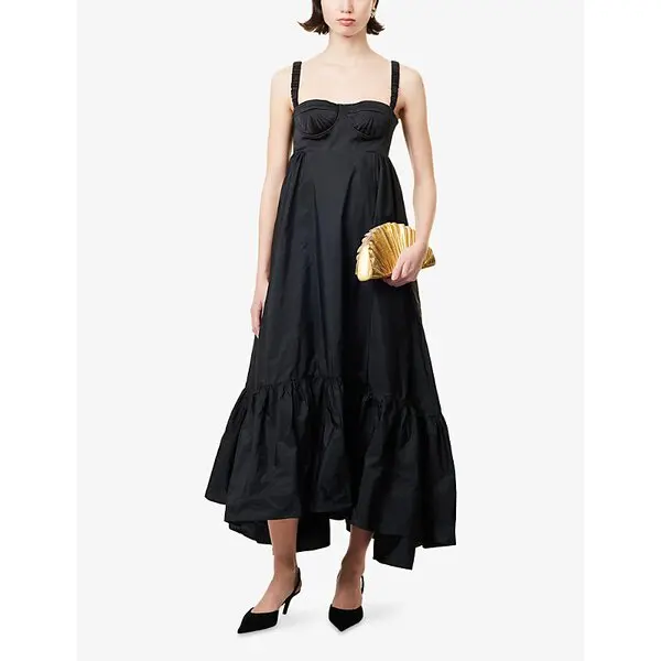 anna october snowdrop asymmetric cotton blend maxi dress Anna October Snowdrop Gown In Rose by Anna October